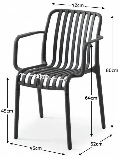 Plastová židle TREGO s područkami, antracitová