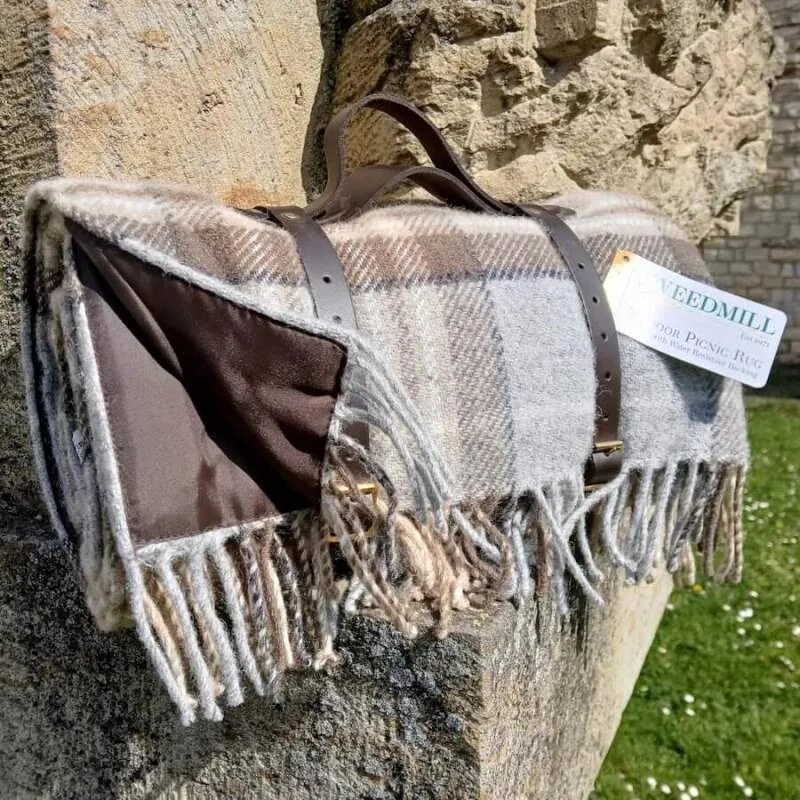 Pikniková vlněná deka Polo McKellar, kožené popruhy, 183x150 cm Tweedmill