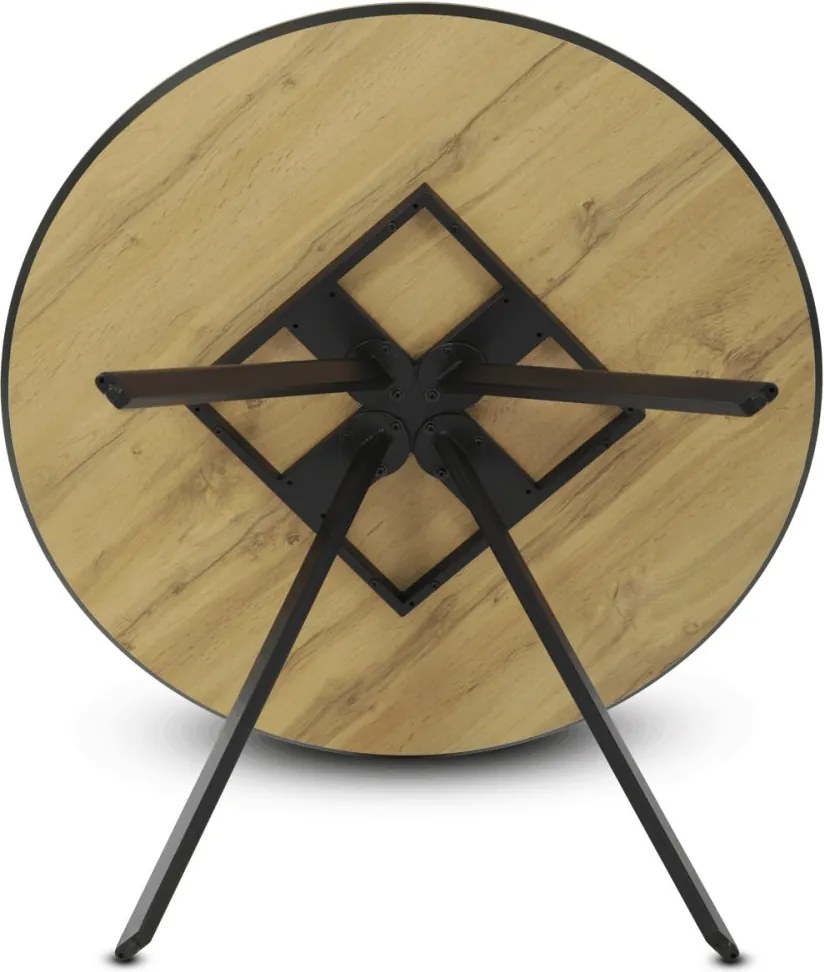 Kulatý jídelní stůl 100x100cm HT-R5010 OAK, lamino, dub