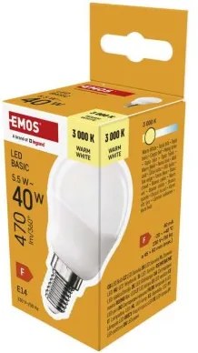 Emos lighting LED žárovka Basic Mini Globe / E14 / 5,5 W (40 W) / 470 lm / teplá bílá 1525731246