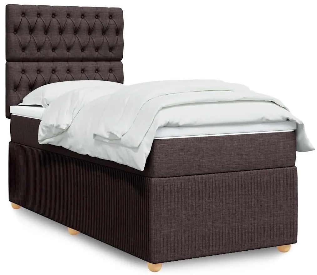Box spring postel s matrací tmavě hnědá 90x200 cm textil 3291949