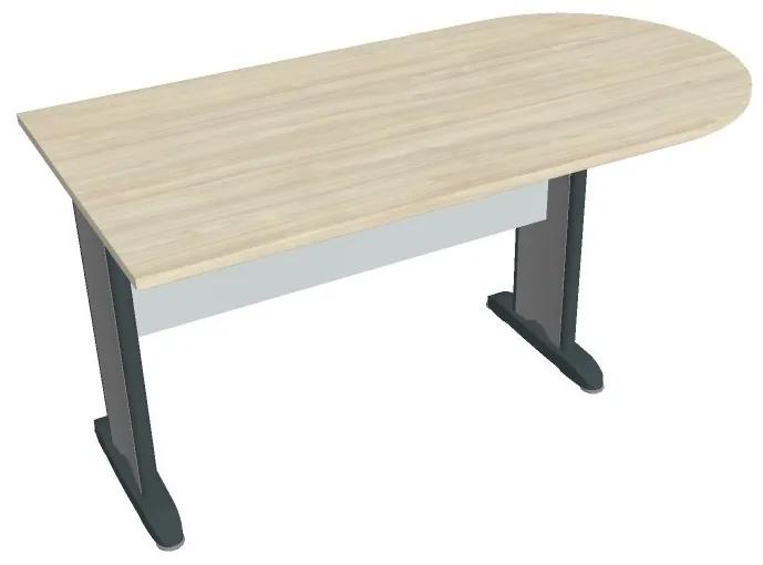 Stůl jednací oblouk 160 cm - Hobis Cross CP 1600 1 Dekor stolové desky: akát, Dekor lamino podnože: šedá, Barva nohou: černá
