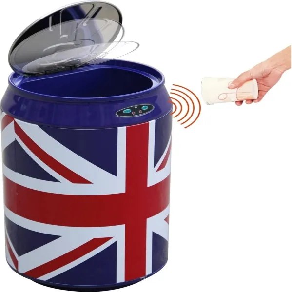 Bezdotykový odpadkový koš 30l nápojová plechovka UK vlajka
