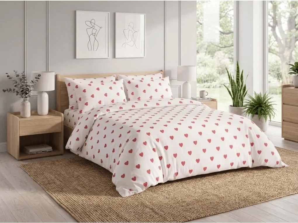Bavlněné povlečení HEART CHARM bílé, 100% balvna Rozměr povlečení: 70 x 90 cm | 140 x 200 cm
