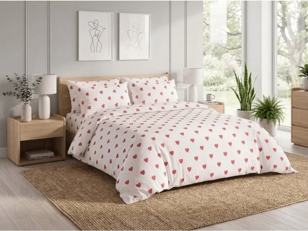 Bavlněné povlečení HEART CHARM bílé, 100% bavlna Rozměr povlečení: 70 x 90 cm | 140 x 200 cm