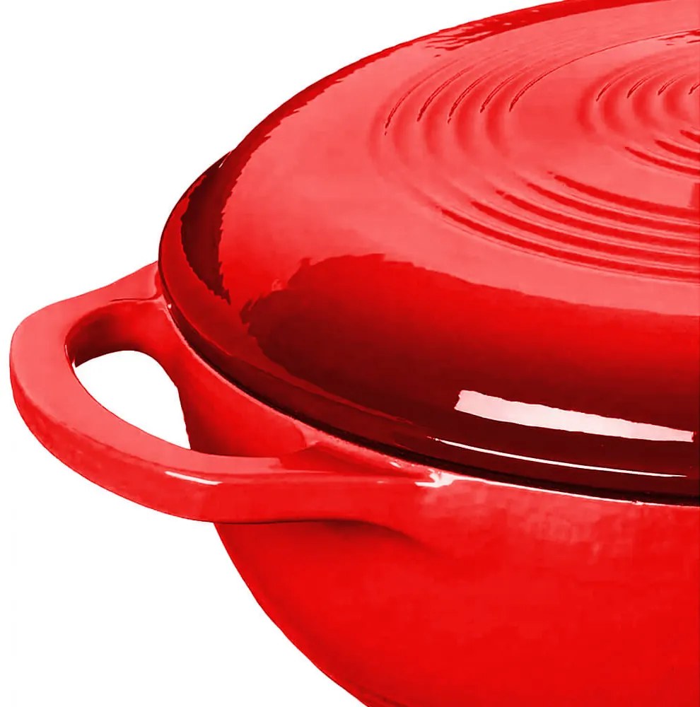 Smaltovaný litinový hrnec s poklicí 5,7 L, červený