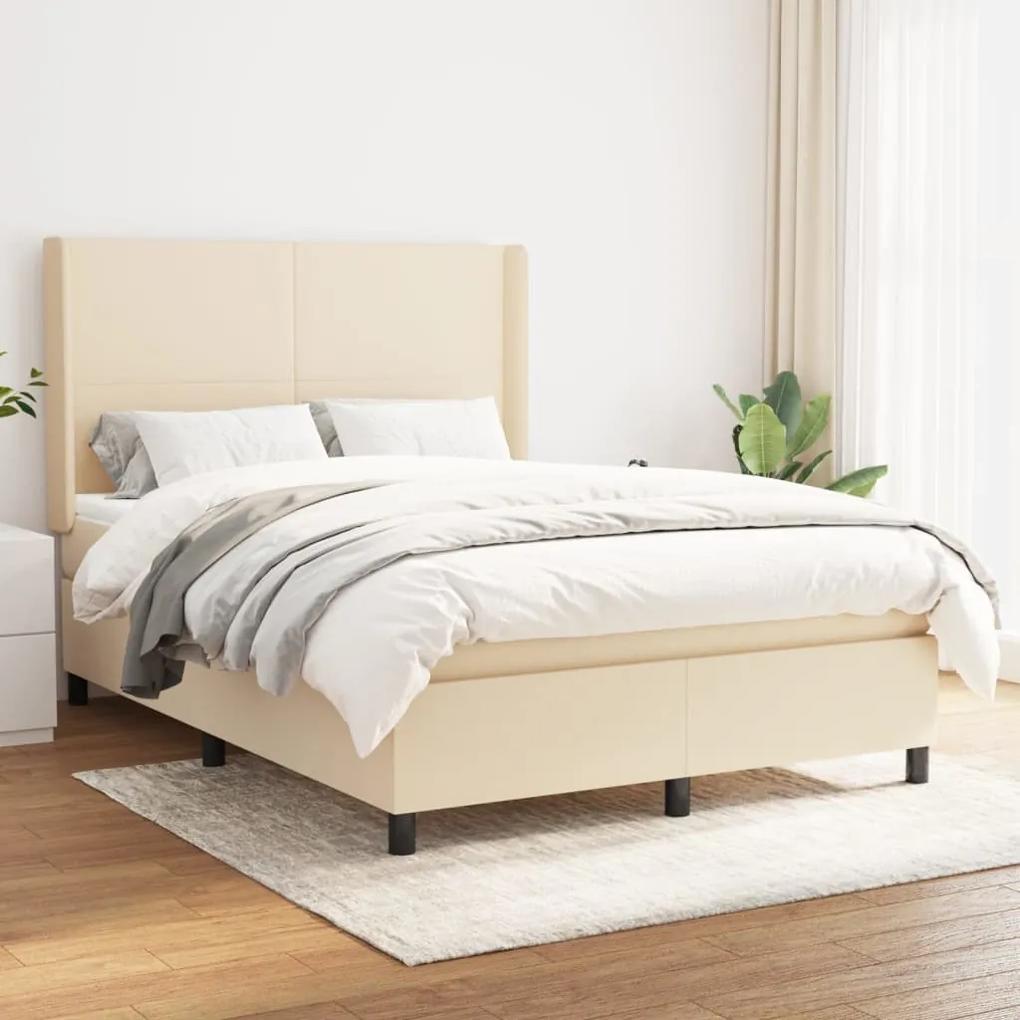 Box spring postel s matrací krémová 140x200 cm textil,  3131278