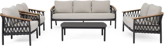 BIZZOTTO Zahradní konferenční stolek FENIX 115x68cm černý 8051836778740