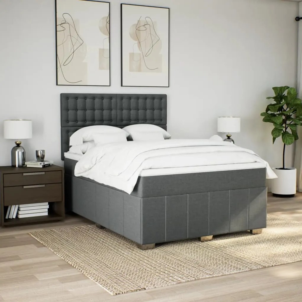 Box spring postel s matrací tmavě šedý 140 x 190 cm textil 3293978