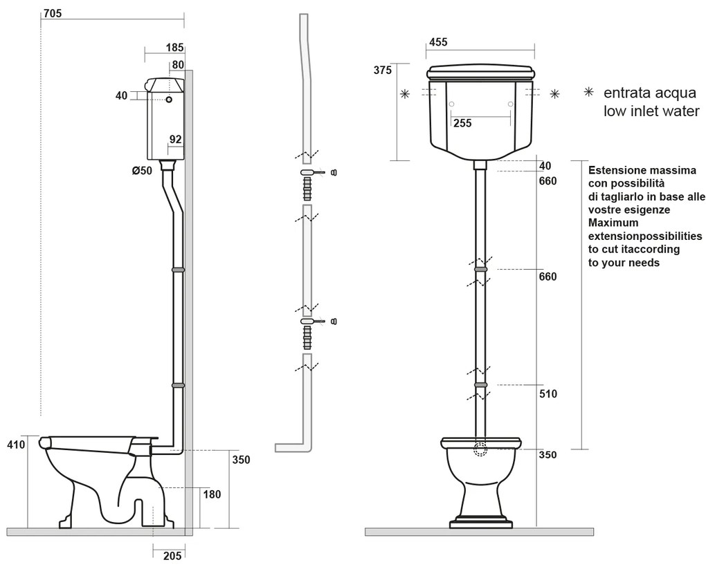 Kerasan RETRO WC mísa s nádržkou, zadní odpad, bílá-bronz - WCSET16-RETRO-ZO