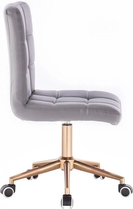 LuxuryForm DESIGN Otočná židle TOLEDO na zlaté podstavě s kolečky - šedá