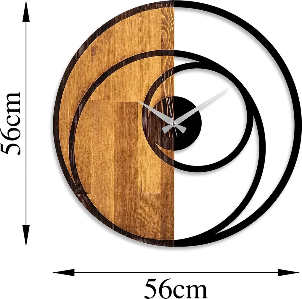 Dekorativní nástěnné hodiny WALLIE CIRCLE 56 cm ořech/černé