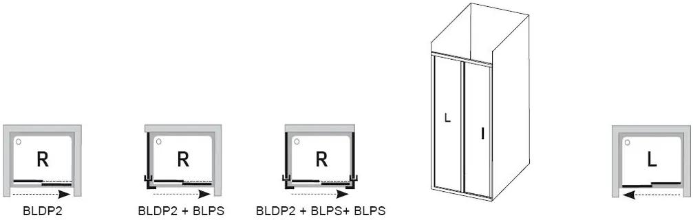 Ravak Sprchové dveře posuvné dvoudílné 110 cm bright alu,     BLDP2-110   GRAPE   0PVD0C00ZG Profil: Lesk, Sklo: Hladké čiré BLDP2-110  TRANSPARENT
