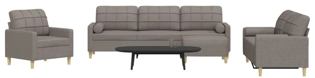 4dílná sedací souprava s podnožkou a polštáři taupe textil 3278318