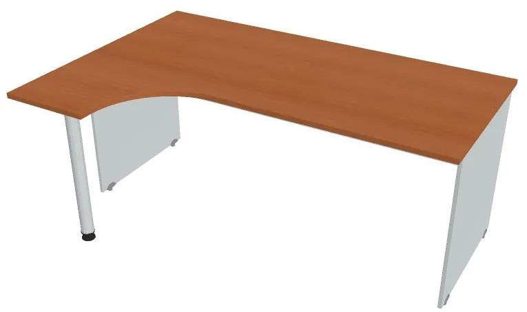 Stůl ergo pravý 180*120 cm - Hobis Gate GE 1800 P Dekor stolové desky: třešeň, Dekor lamino podnože: šedá, Barva nohy: stříbrná