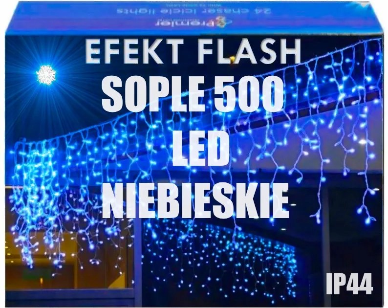 Sople 500 Led Záclona Venkovní Osvětlení IP44 Modrá Studený Flash 21M