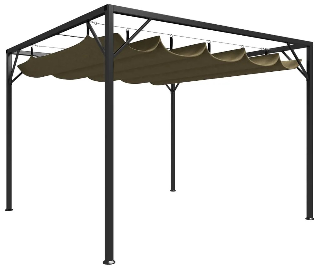 Zahradní altán se zatahovací střechou 3 x 3 m taupe 180 g/m² 312220