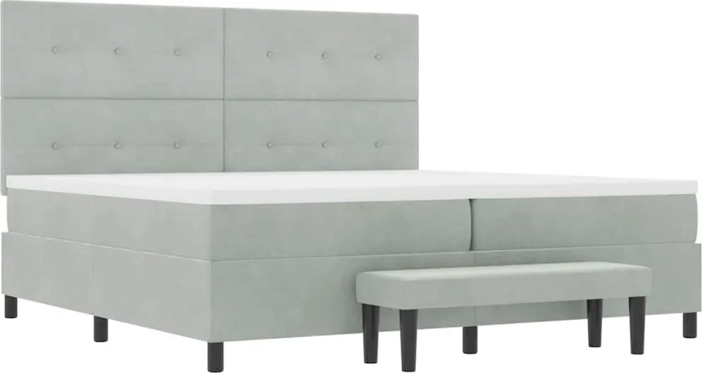 Postel s boxspringem s čelo Světle šedá 200 x 200 cm samet 3344534