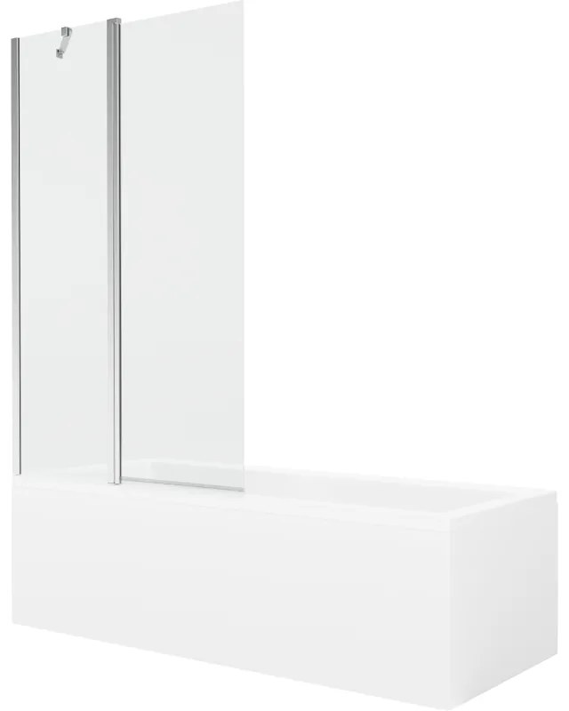 Mexen Cubik obdélníková vana 150 x 70 cm s pláštěm 1-křídlovou zástěnou 100 cm, Průhledné, Chromovaná - 550315070X9401010100