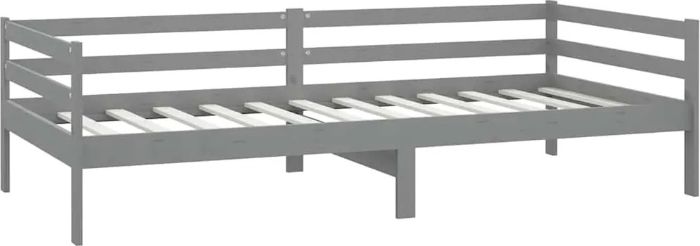Válenda s matrací 90 x 200 cm šedá masivní borové dřevo 3083566