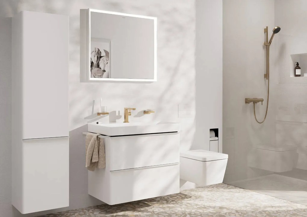 Hansgrohe Tecturis E, páková umyvadlová baterie 110 Fine CoolStart EcoSmart+ s odtokovou garniturou Push-Open, kartáčovaný bronz, HAN-73020140