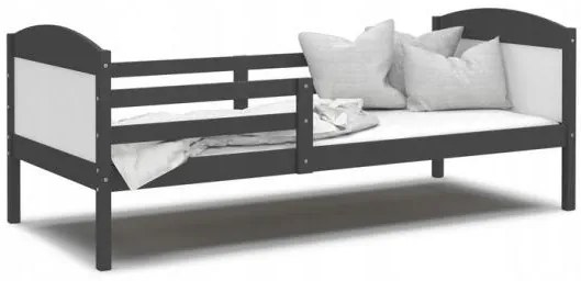 Dětská postel MATYAS P bez šuplíku 80x190 cm ŠEDÁ-BÍLÁ