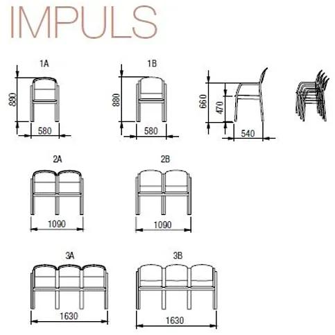 Stohovatelná židle IMPULS typ A pro veřejné prostory a pečovatelství, český výrobek