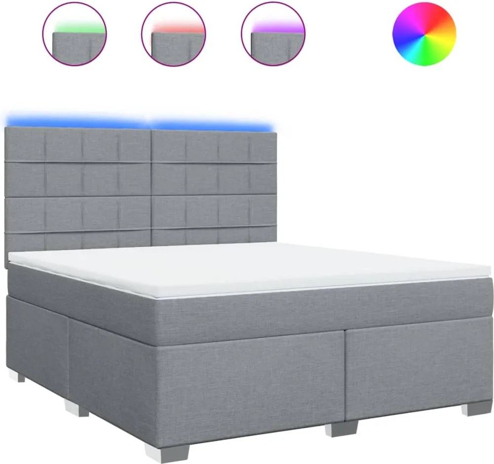 Box spring postel s matrací světle šedá 180 x 200 cm textil 3292867