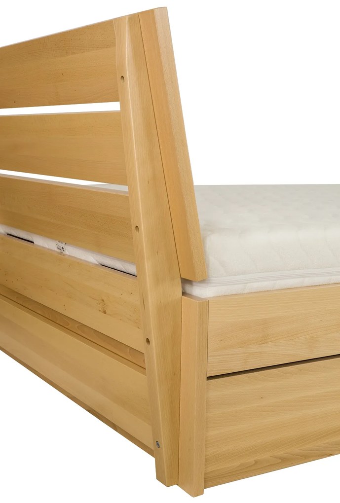 Drewmax LK192 BOX 90x200 cm dřevěná postel masiv buk jednolůžko