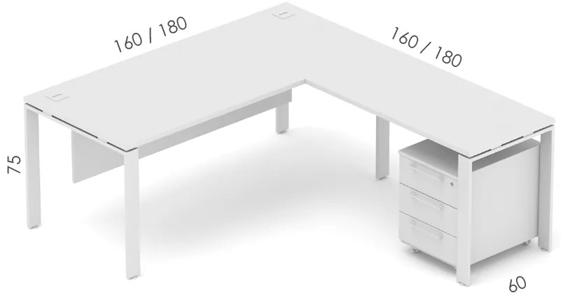 NABYTEK-DESIGNOVY.CZ - DEBZ13U - Kancelářská sestava EPIC Z13 U, volitelná délka stolu 160/180cm, délka s přístavným stolem 160/180cm, dub/černá
