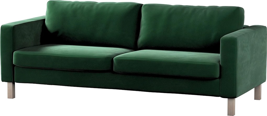Potah na pohovku IKEA Karlstad 3-místná, nerozkládací, krátký barva zelená látka lesklé, sametová