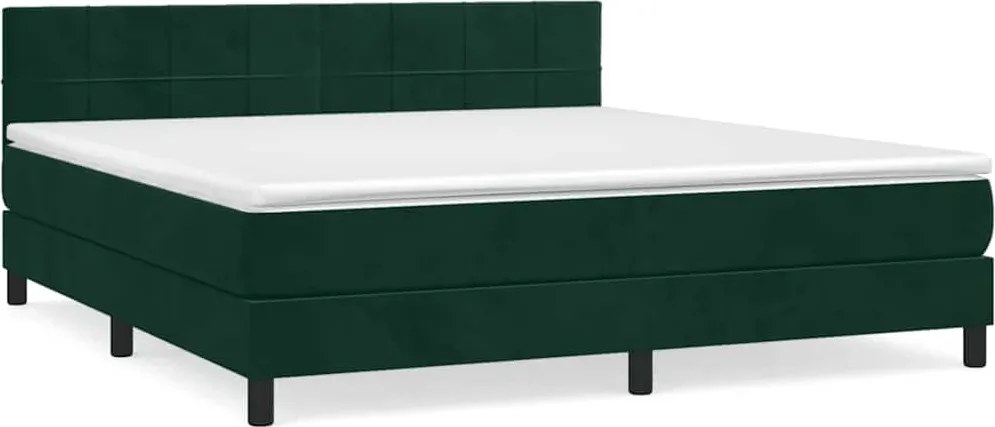Box spring postel s matrací tmavě zelená 180x200 cm samet 3141320
