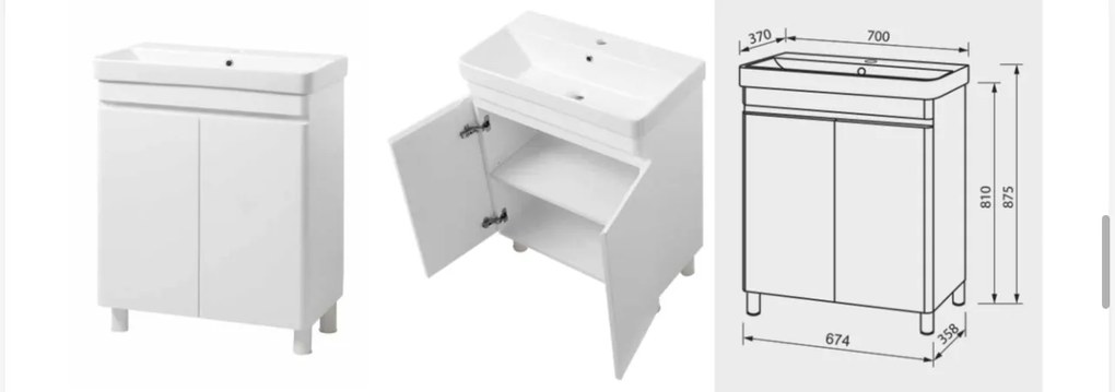Lavedo Vivace White Mini 70 koupelnová skříňka s umyvadlem, lesk