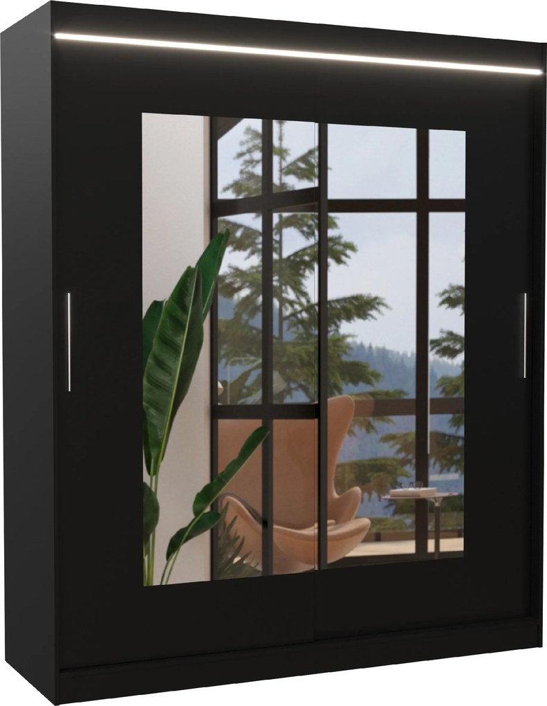 ADRK Furniture Posuvná skříň se zrcadlem a LED osvětlením ROSETTE 180 SW-ROS-B-180+L-V288