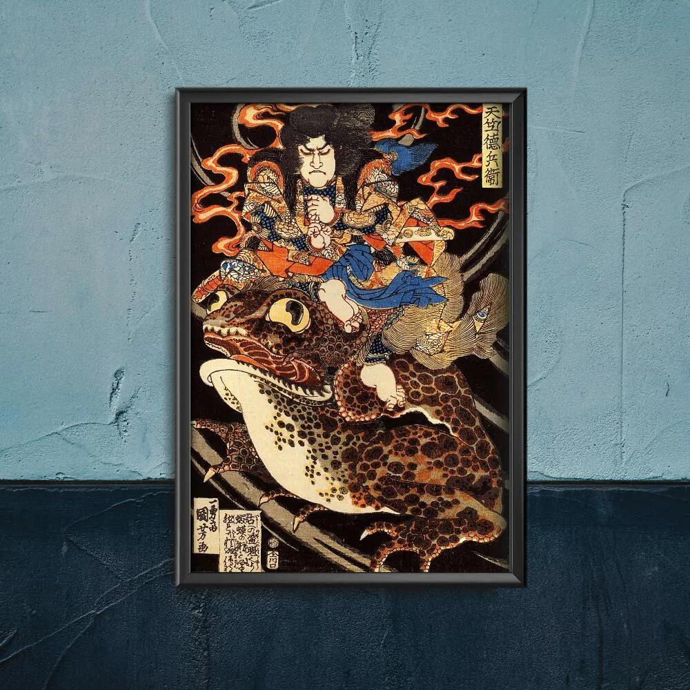Retro plakát Retro plakát Tenjiku Tokubei Jízda na gigantické ropuchy