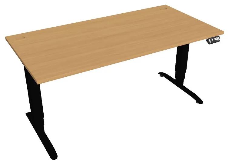 Elektr. nastavitelný stůl 160x80 s pamětí - HOBIS MOTION MS 3M 1600 Dekor stolové desky: buk, Barva kovové podnože: černá