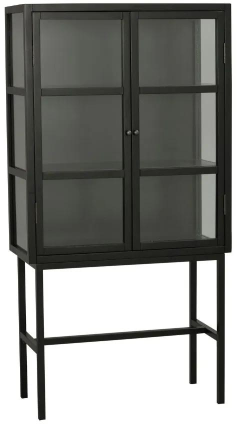 OnaDnes -20% Černá dřevěná vitrína ROWICO MARSHALLE 160 x 85 cm