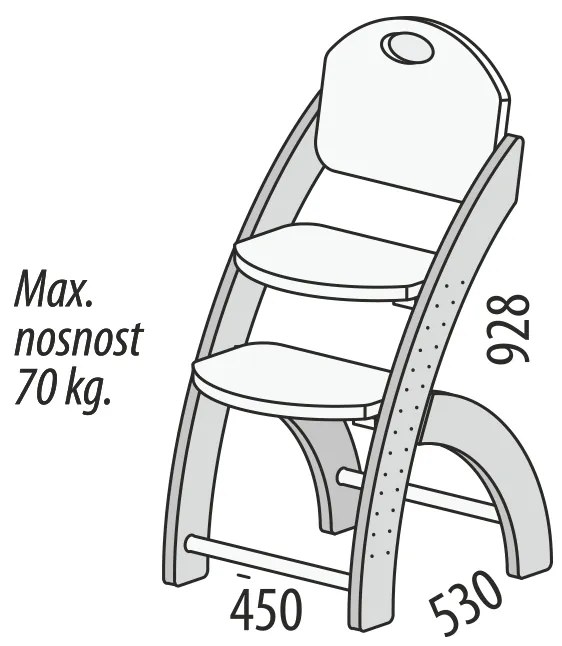 Židle Klára 1-dětská polohovací Domestav 407/1 Materiál: Buk cink, Povrchová úprava: Přírodní provedení