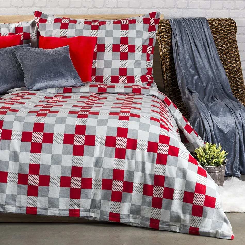 4Home Flanelové povlečení Checker, 140 x 220 cm, 70 x 90 cm