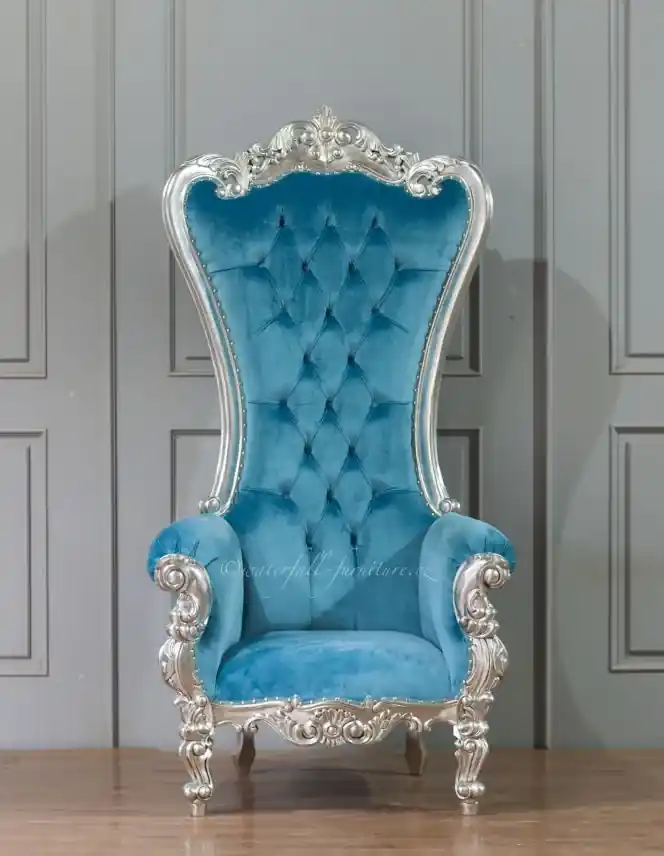 Stříbrné královské křeslo, modré | BIANO