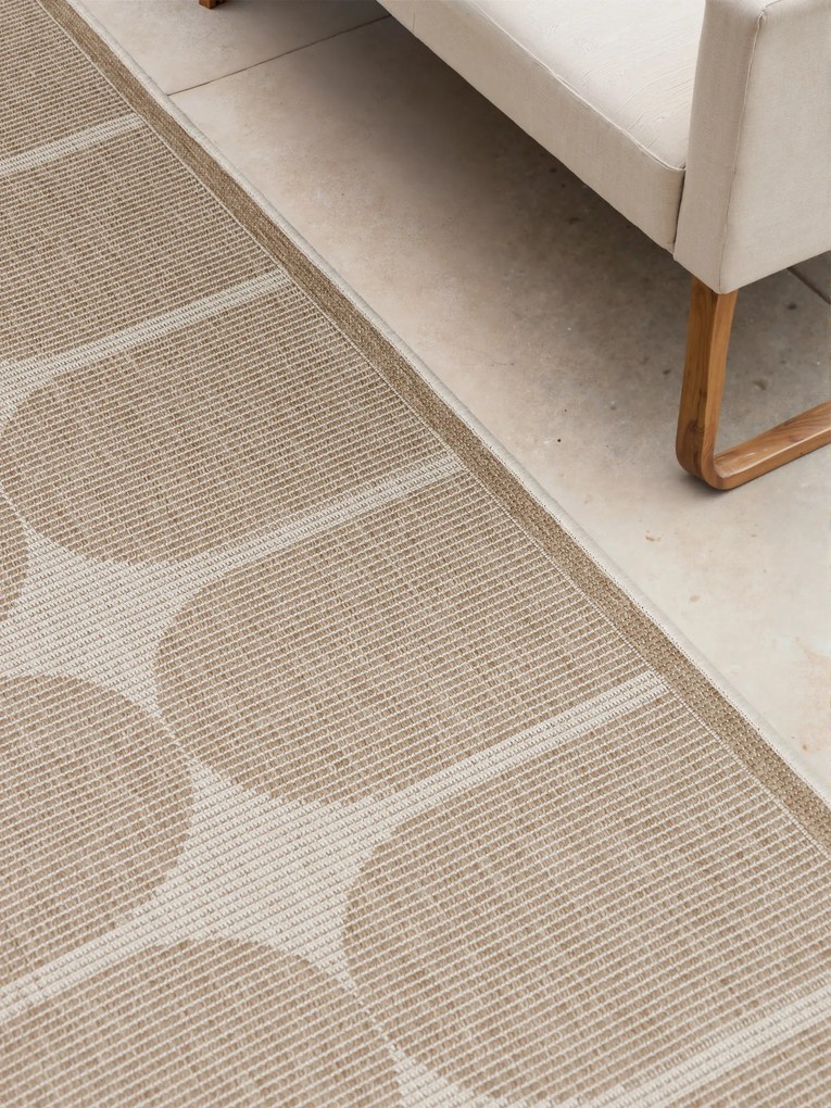 NORTHRUGS, Koberec běhoun Duet Bowen 106245 Beige/White - na ven i na doma, 80x250, béžová, chodba / předsíň