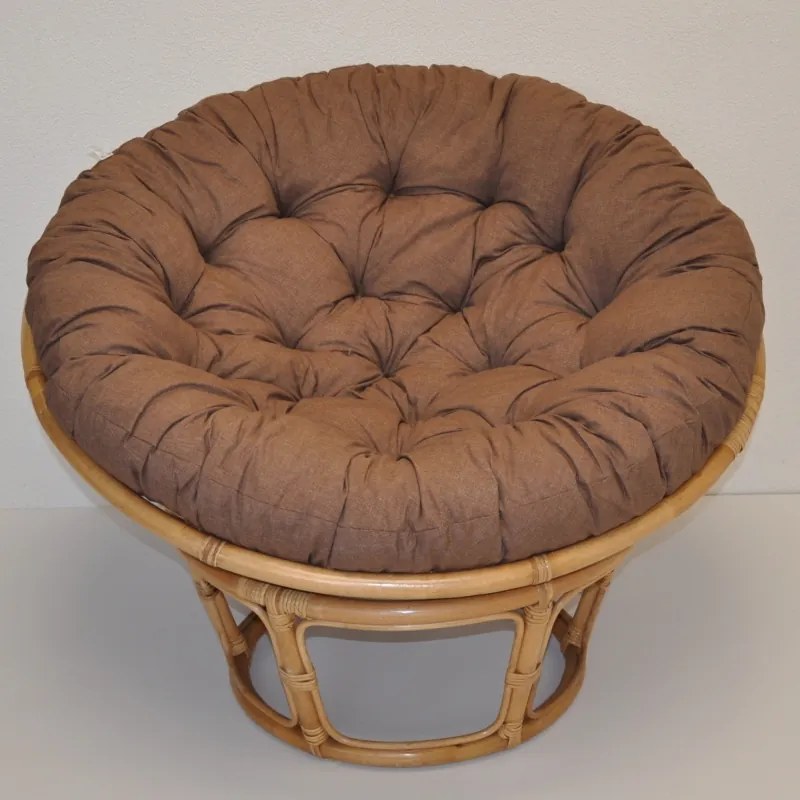 Axin Trading Ratanový papasan 110 cm medový s polstrem Polstr: Hnědý melír
