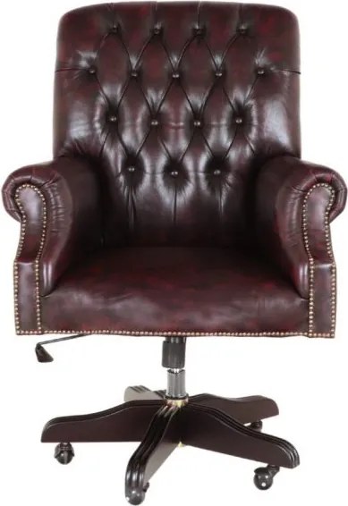 Indický nábytek - Kancelářská židle Chesterfield Office chair z pravé hovězí kůže New Red New Red