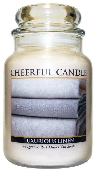 Cheerful Candle Vonná svíčka ve skle Svěží Prádlo - Luxurious Linen, 24oz