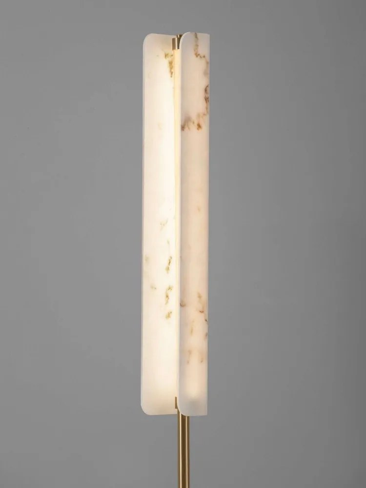 Krémová/v mosazné barvě LED stojací lampa v dekoru mramoru (výška 160 cm) Aider – Nova Luce