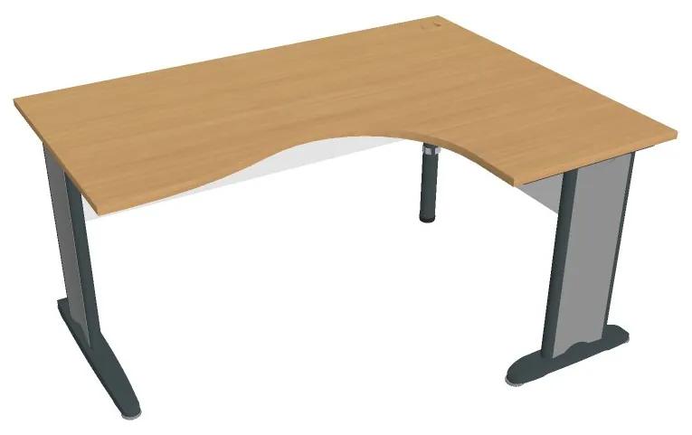 Stůl ergo vlna levý 160×120/80 cm - Hobis Cross CE 2005 L Dekor stolové desky: buk, Dekor lamino podnože: bílá, Barva nohou: černá