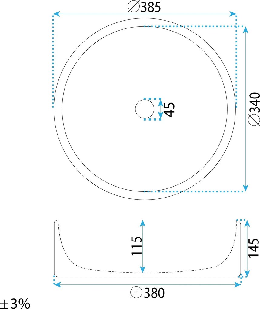 Rea Alice, umyvadlo na desku 390×390×145 mm, bílá matná – imitace kamene, REA-U3500