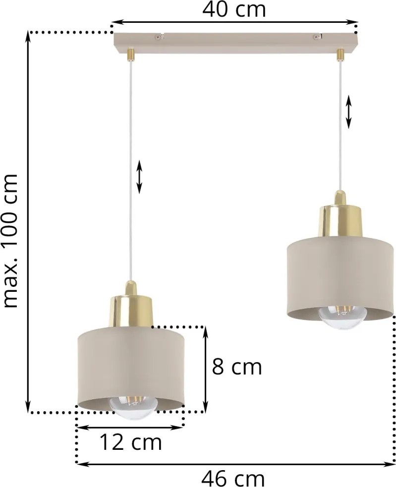 Závěsné svítidlo Panta, 2x béžové kovové stínítko, g