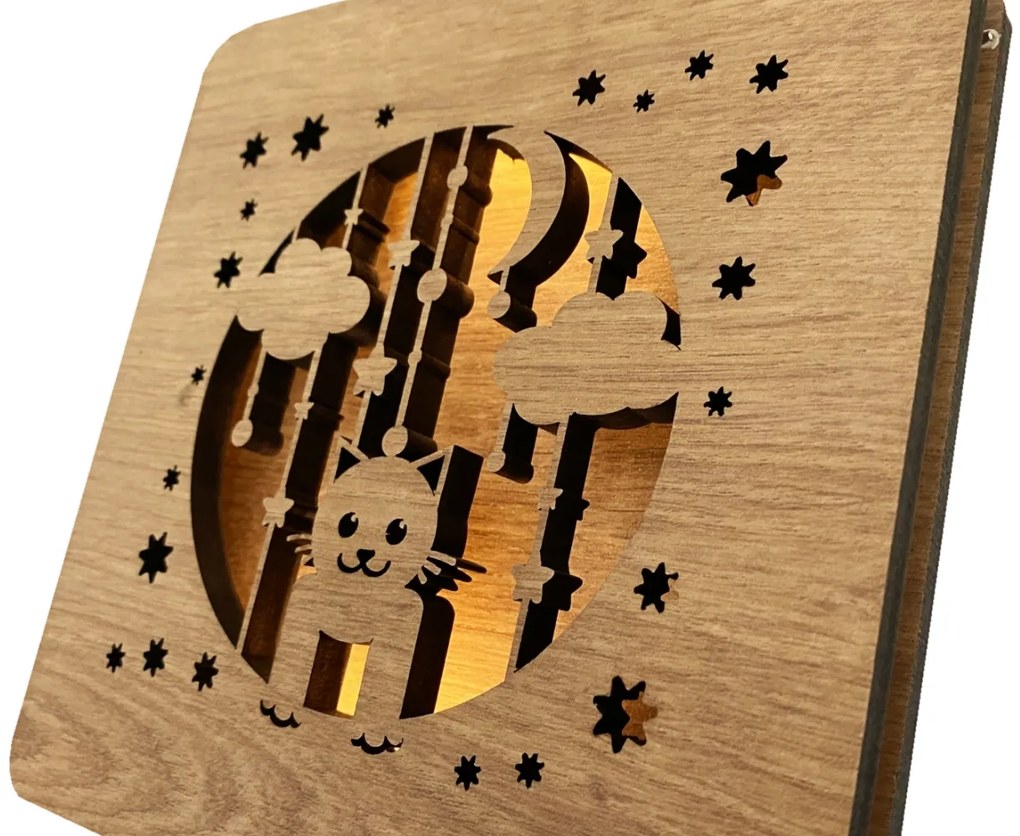 Li-Go "Kočička" lampa 19x19cm provedení povrchu: ořech