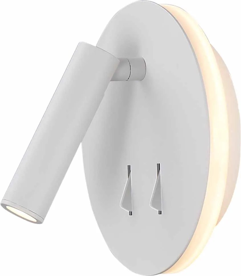 Mantra 6080 Cayman, bílá nástěnná lampička s dvojím svícením k posteli LED 3+6W 3000K